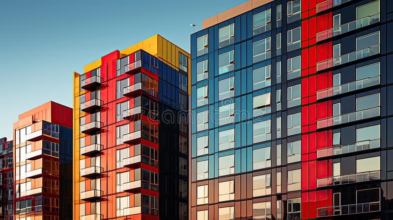Modern Buildings in Bold Colors. Generative Ai Stock Illustration ...