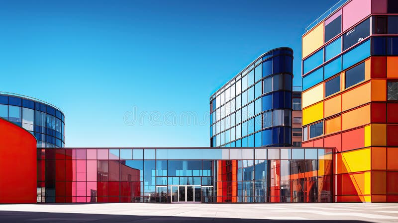 Modern Buildings in Bold Colors. Generative Ai Stock Illustration ...