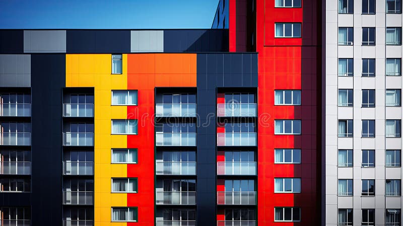 Modern Buildings in Bold Colors. Generative Ai Stock Illustration ...