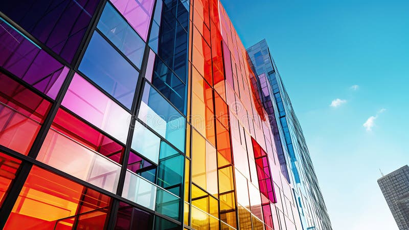Modern Buildings in Bold Colors. Generative Ai Stock Illustration ...
