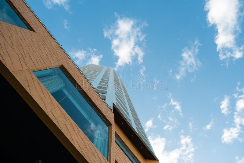 Modern Buildings Bottom View Stock Photo - Image of glass, granite ...