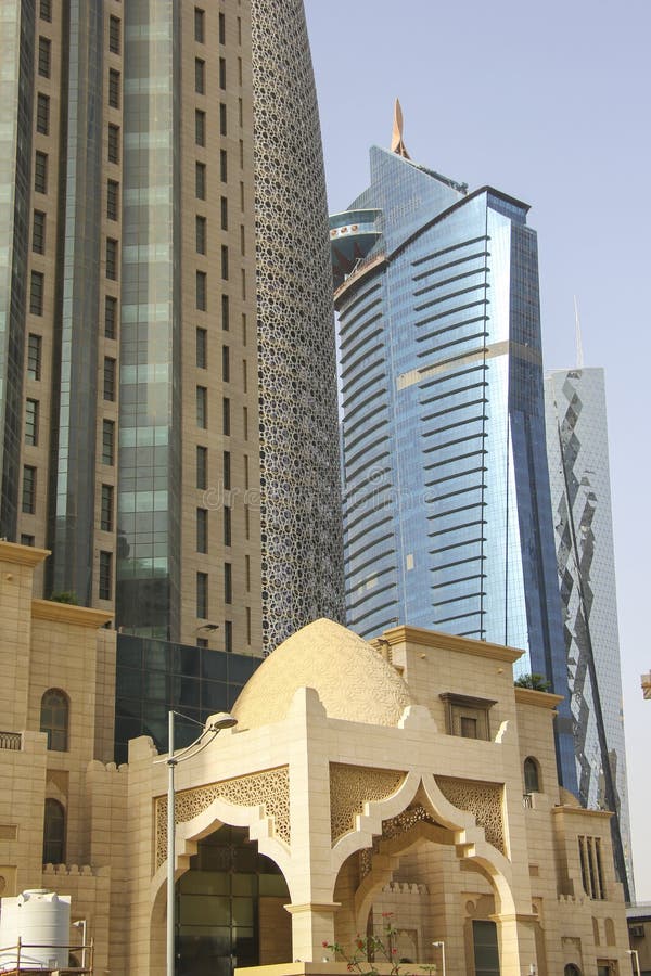 Modern buildings in Doha editorial photo. Image of arab - 94985746