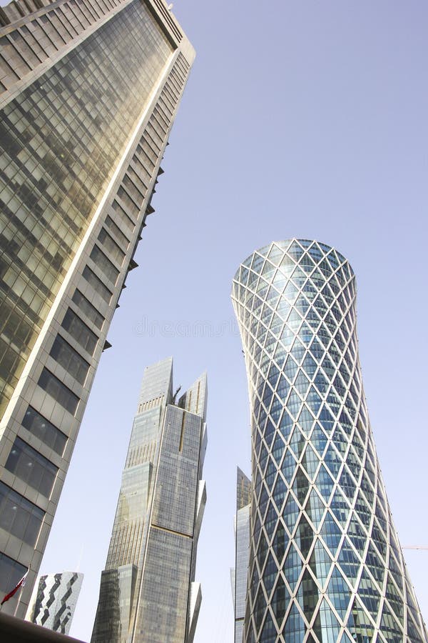 Modern buildings in Doha editorial photography. Image of blue - 94986122