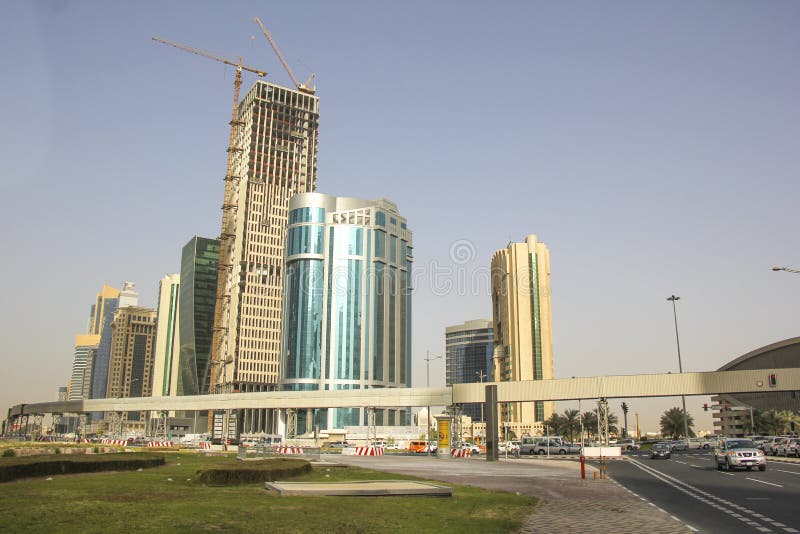 Modern buildings in Doha editorial stock image. Image of museum - 94986244