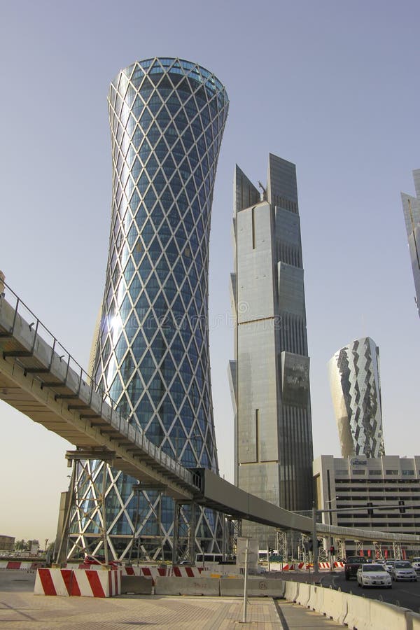 Modern buildings in Doha editorial stock image. Image of architect ...