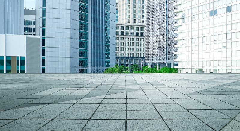 Modern Buildings with Empty Concrete Square Floor Stock Image - Image ...