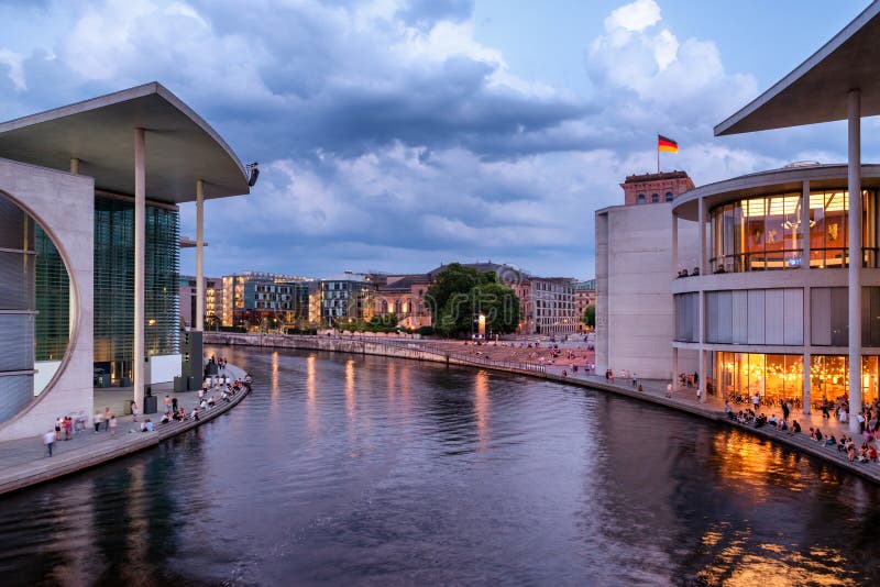 Modern Buildings of Government District at Sunset in Berlin, Germany ...