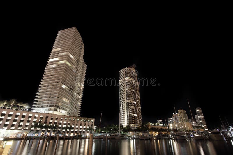 Modern buildings at night stock photo. Image of lights - 12149432