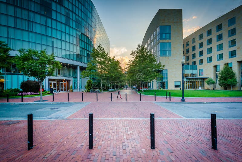 Modern Buildings at Northeastern University at Sunset, in Boston ...