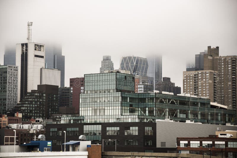 Modern Buildings in NYC at Mist Stock Photo - Image of skyscrapers ...