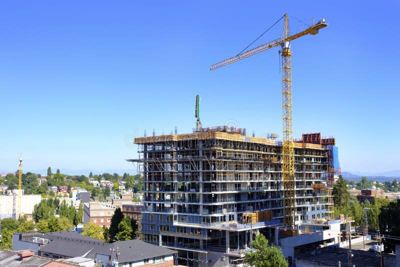 Seattle stock image. Image of business, seattle, cranes - 99851349