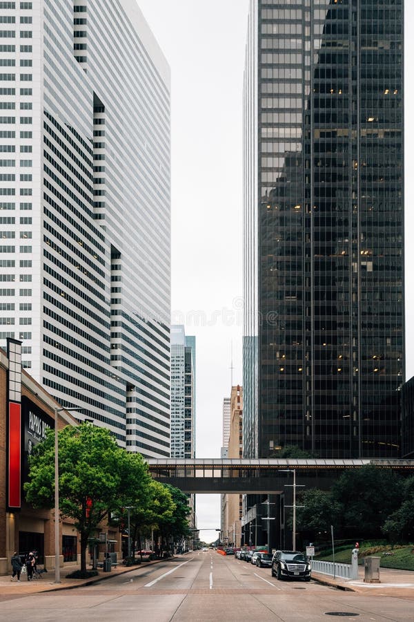 Modern Buildings and Street in Downtown Houston, Texas Editorial ...