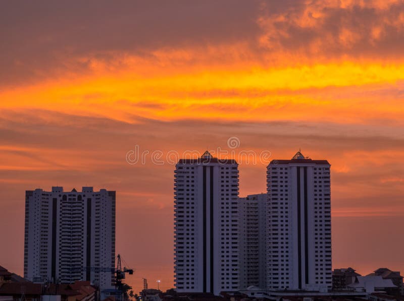 Modern buildings at sunset stock image. Image of building - 87822935