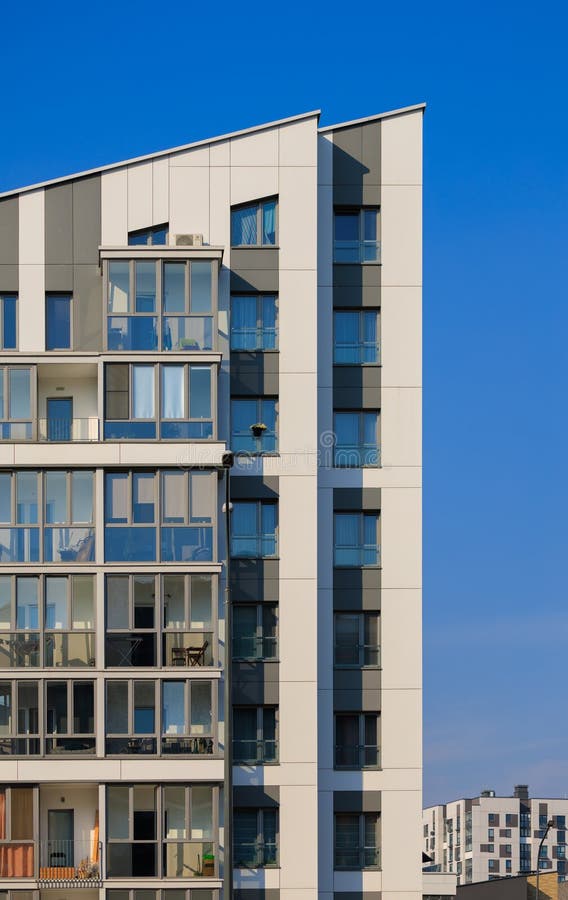 City View on a Sunny Day. Modern Buildings, Walls and Windows. Stock ...