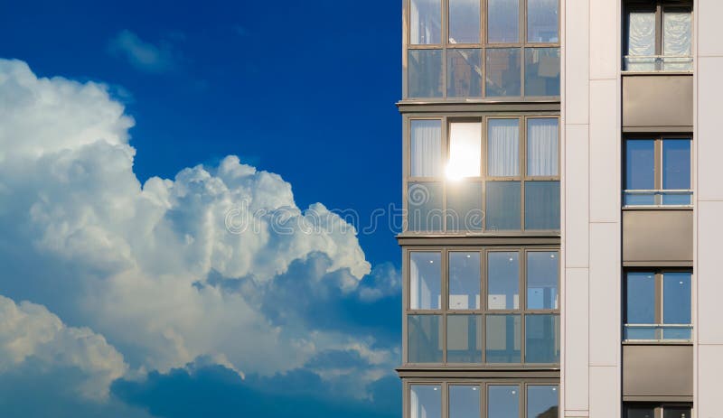 City View on a Sunny Day. Modern Buildings, Walls and Windows. Stock ...