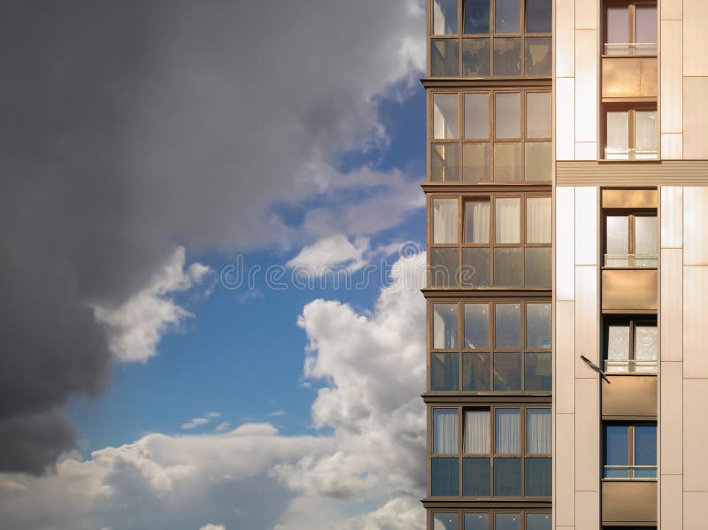 City View on a Sunny Day. Modern Buildings, Walls and Windows. Stock ...