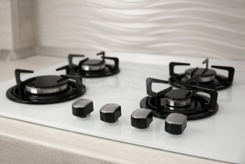 Built-in Gas Cooktop. Kitchen Appliance Stock Image - Image of indoors ...