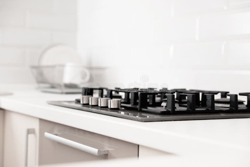 Modern Built-in Gas Cooktop Stock Photo - Image of counter, culinary ...