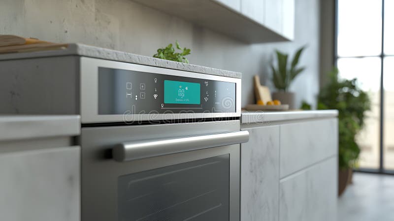 Modern Built-in Oven with Digital Display in Contemporary Kitchen Stock ...