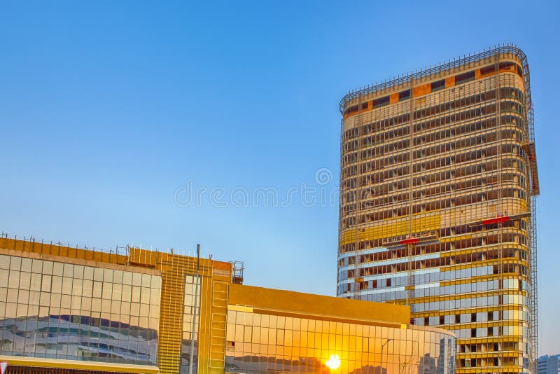 Modern Bulding Construction Site with New House Structure Stock Image ...