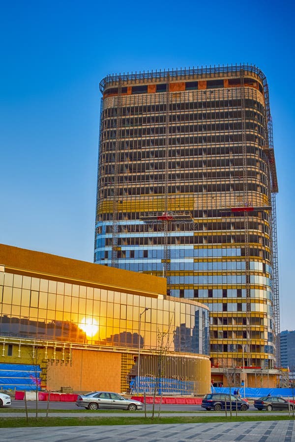 Modern Bulding Construction Site with New House Structure Stock Photo ...