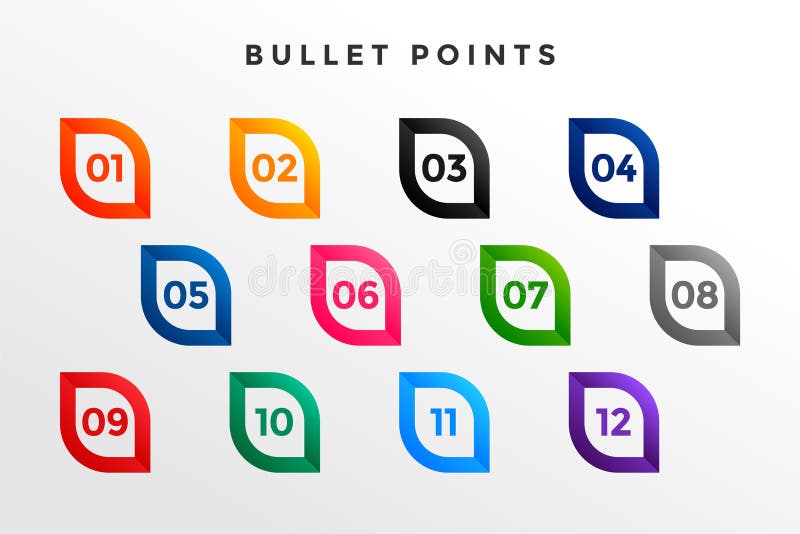 Modern Bullet Point Numbers from One To Twelve Stock Vector ...