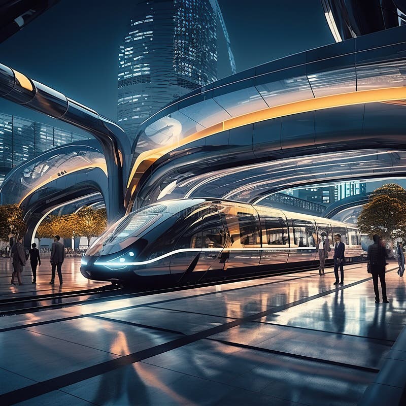 Modern Bullet Train with Futuristic Technology Stock Illustration ...