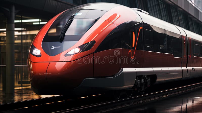 Modern Bullet Train Travel through Metro City Background Stock ...