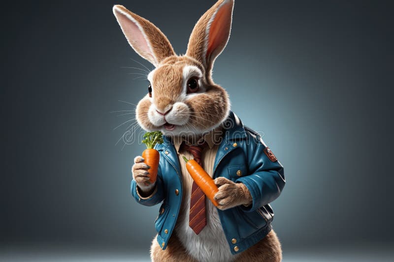 "the Modern Bunny: Anthropomorphic Rabbit in Blue Jacket". Stock ...