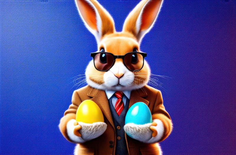 Modern Bunny in Glasses and Jacket Stock Illustration - Illustration of ...