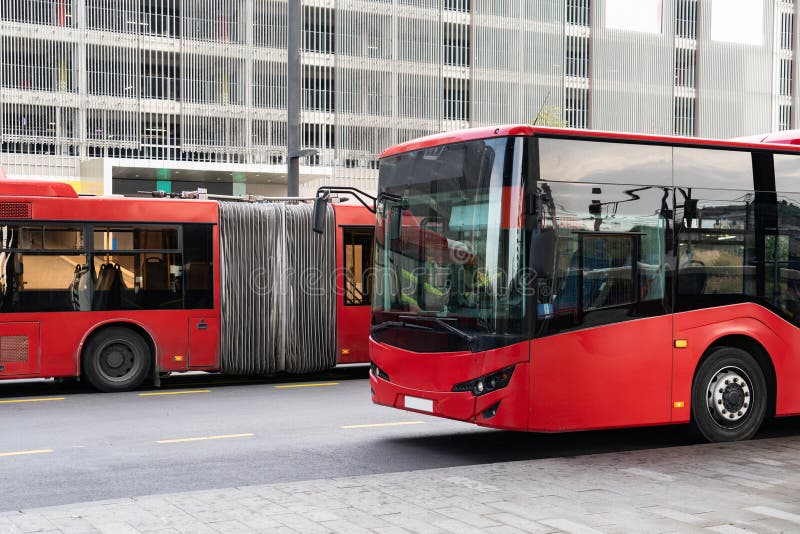 Modern Bus on the City Street. Stock Photo - Image of sidewalk, europe ...