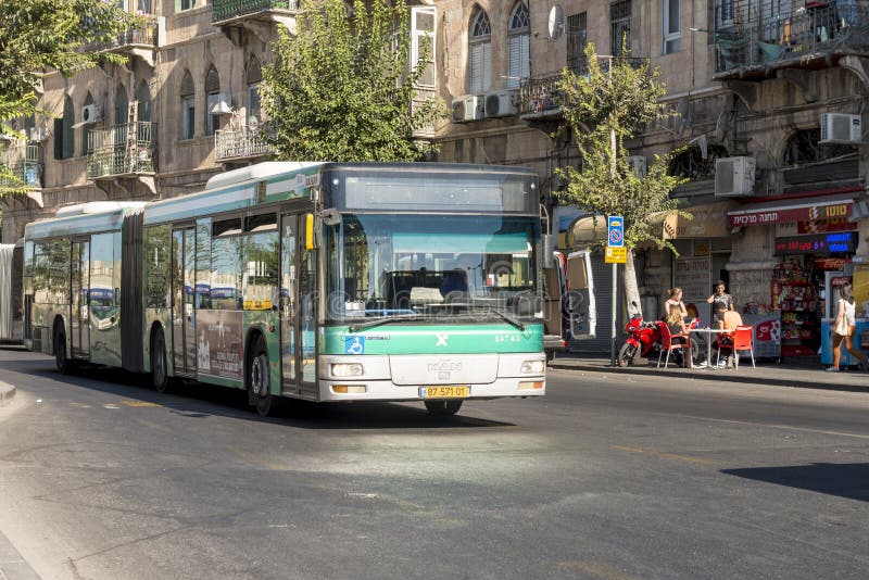 Modern Bus on the Main Street of Ierusalim Editorial Photography ...