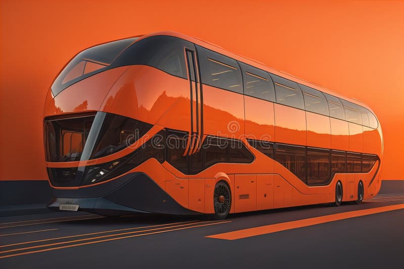 Modern Bus on the Road at Sunset. Generative Ai Stock Illustration ...