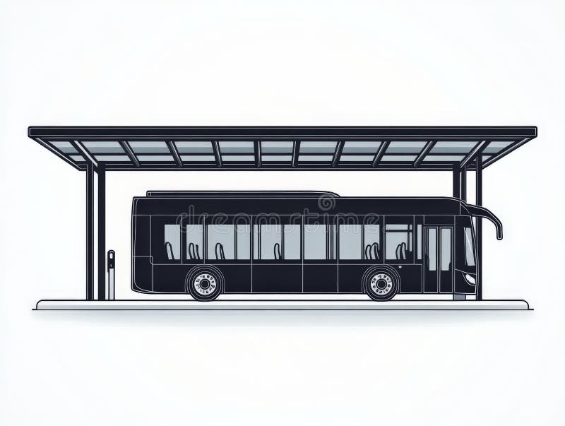 Modern Bus Stop Design Solar Panel Canopy Symbolizing Renewable Energy ...