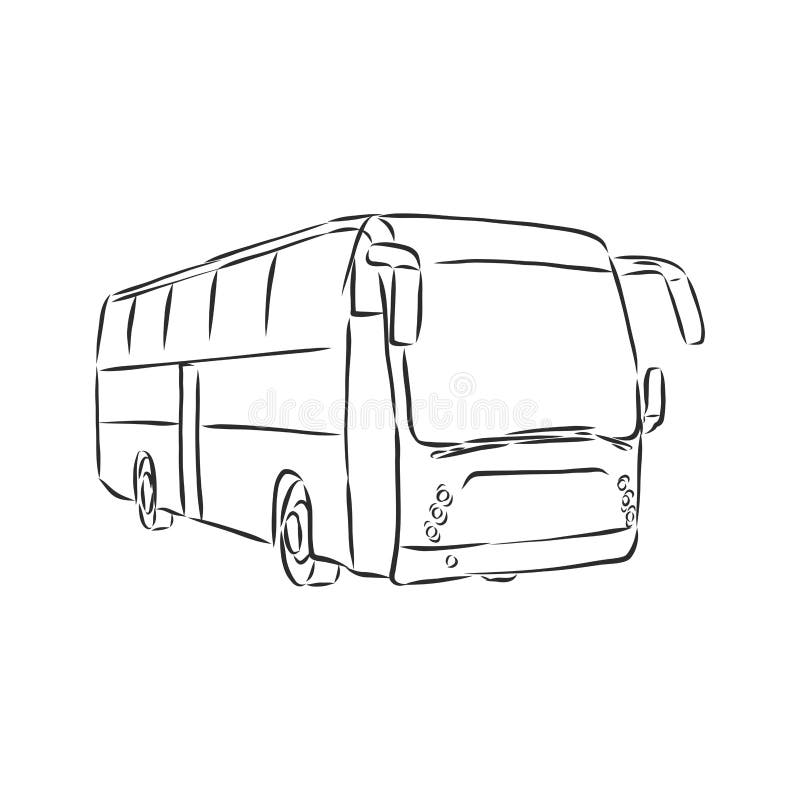 Modern Bus Symbol, Outlined Vector Icon. Bus Vector Sketch Illustration ...