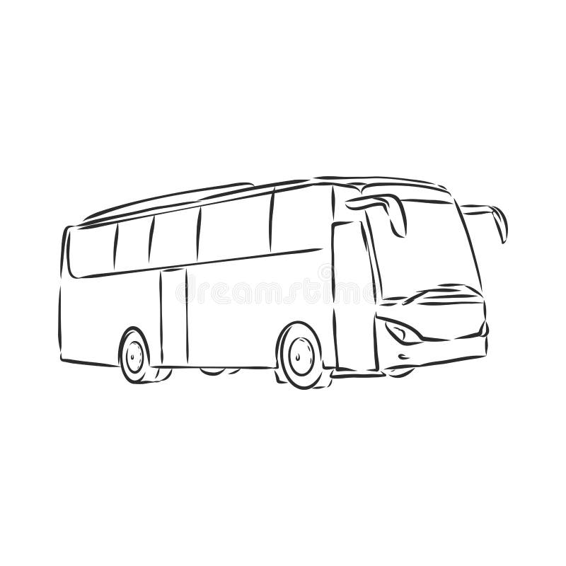 Modern Bus Symbol, Outlined Vector Icon. Bus Vector Sketch Illustration ...