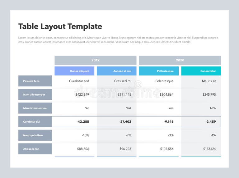 Modern Business Advanced Table Layout Template with Place for Your ...