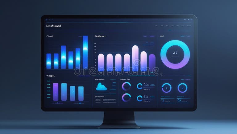 Modern Business Analytics Dashboard Display on Computer Screen Stock ...