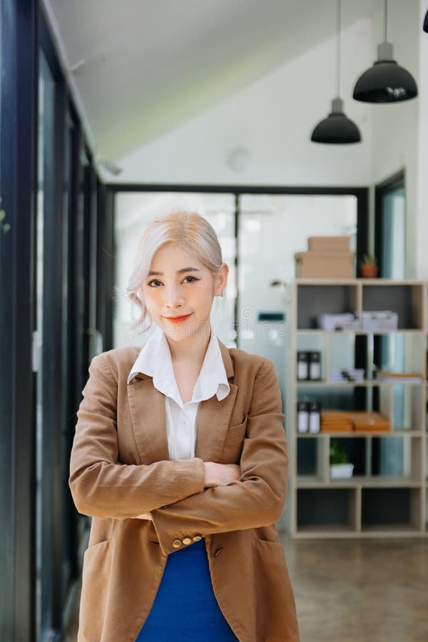 Modern Business Asian Woman in the Office with Copy Space Stock Image ...