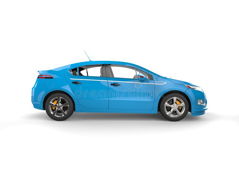 Modern Business Blue Electric Car - Side View Stock Illustration ...