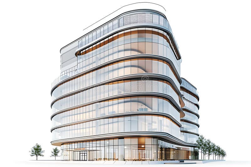 Modern Business Building Isolate on White Background. Architectural ...