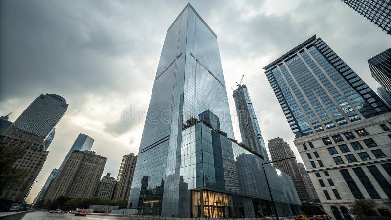 Modern Business Building Reaching Toward the Sky Stock Illustration ...