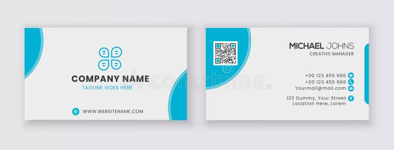 Modern Business Card Template. Vector Design Blue and White Color ...