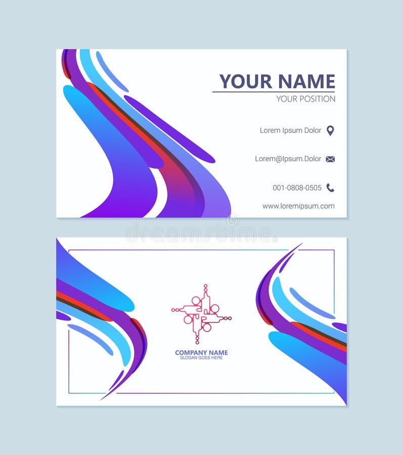 Modern Business Card Design with Abstract Wave Stock Vector ...