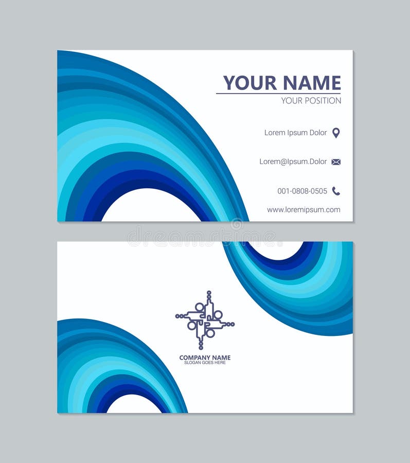 Modern Business Card Design with Abstract Wave Stock Vector ...
