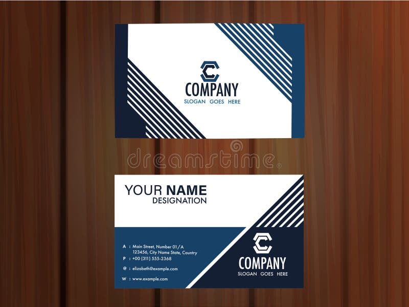 Modern Business Card Template with Double-Side in Abstract Blue and ...