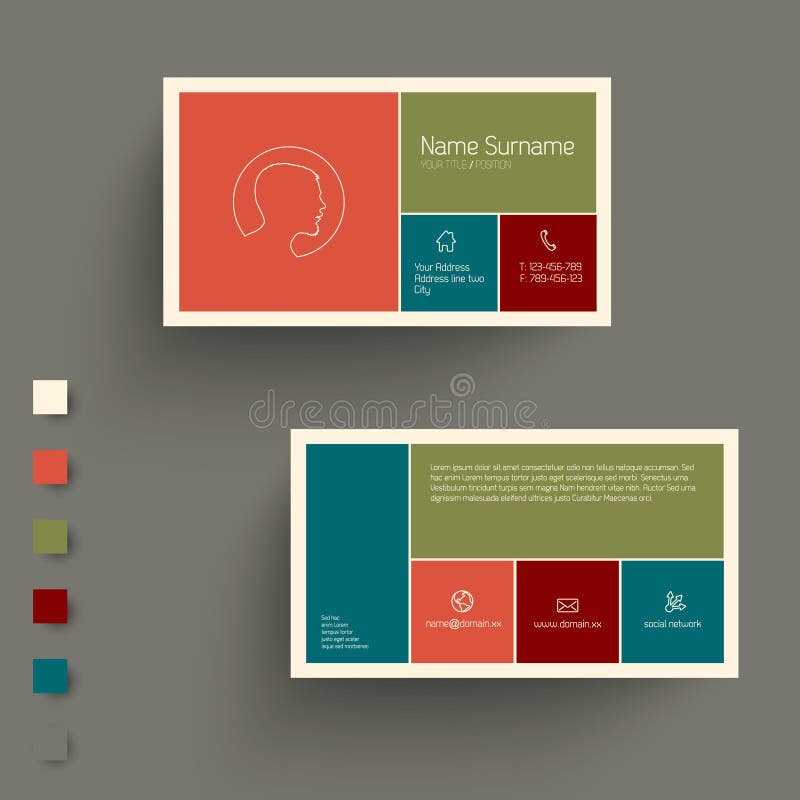 Modern Business Card Template with Flat Mobile User Interface Stock ...