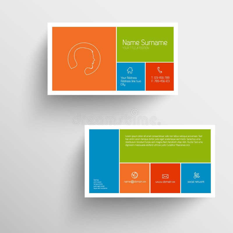 Modern Business Card Template with Flat Mobile User Interface Stock ...