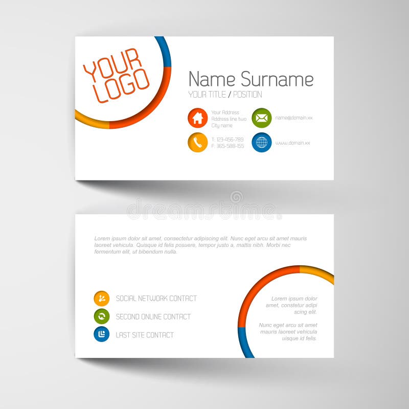 Modern Business Card Template with Flat User Interface Stock Vector ...