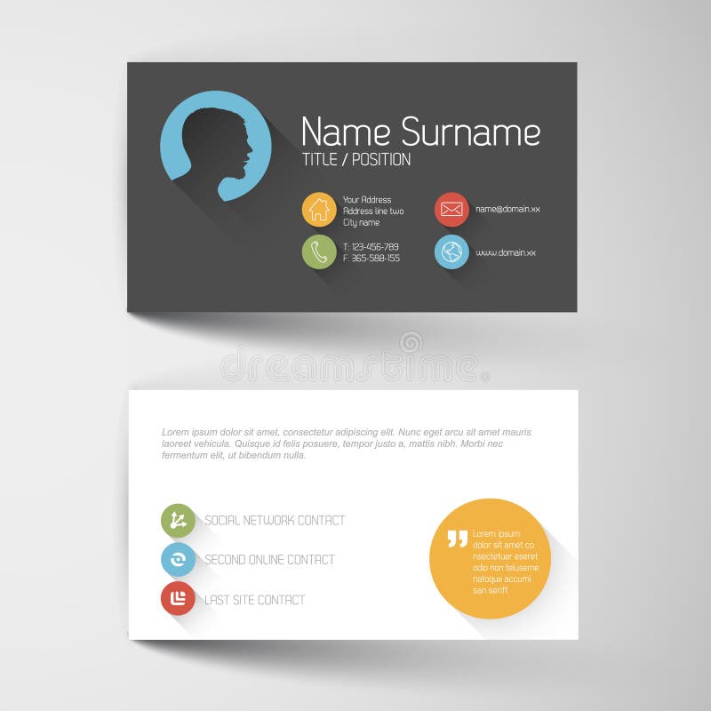 Modern Business Card Template with Flat User Interface Stock Vector ...